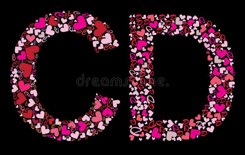 Letter C, D. Valentine Alphabet Stock Vector - Illustration of greeting ...