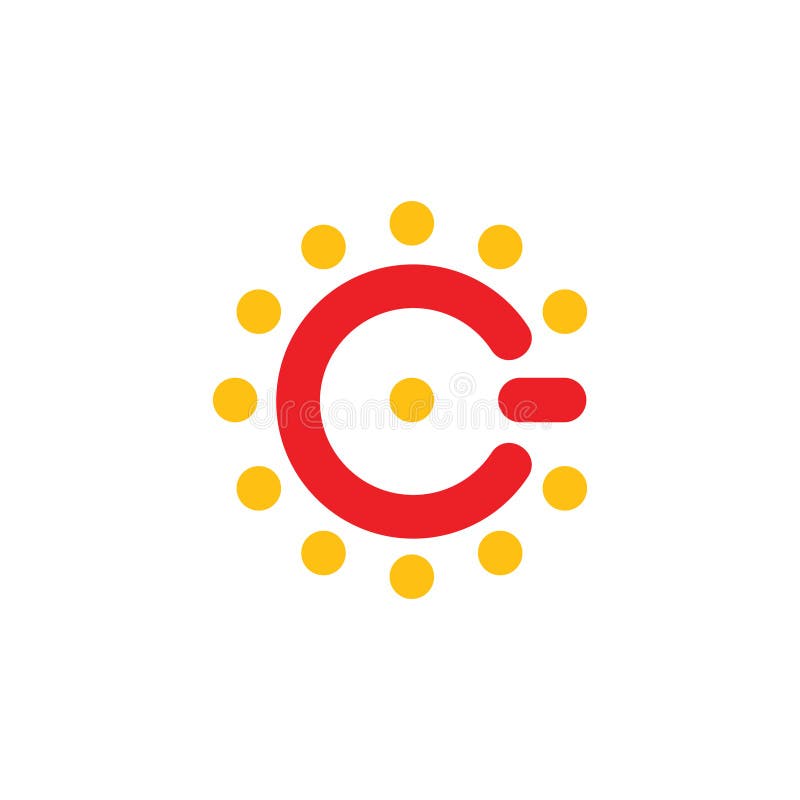Letter C Dots Sun Rays Logo Vector Stock Vector - Illustration of grid ...
