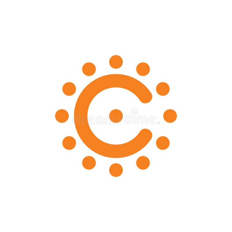 Letter C Dots Sun Rays Logo Vector Stock Vector - Illustration of ...