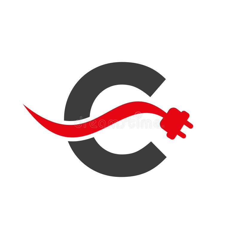 Letter C Electricity or Electrical Logo Concept with Electric Plug ...