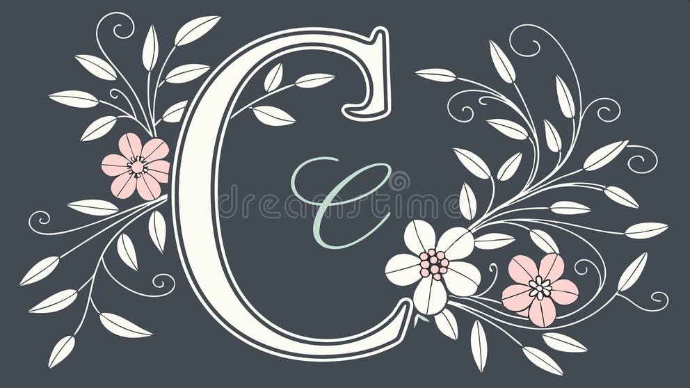 Letter C Floral Monogram, Elegant Typography and Botanical Initial ...