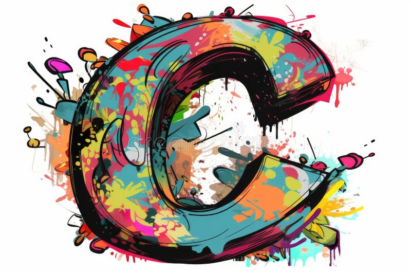 Letter C, Graffiti Style, on White Background Stock Illustration ...