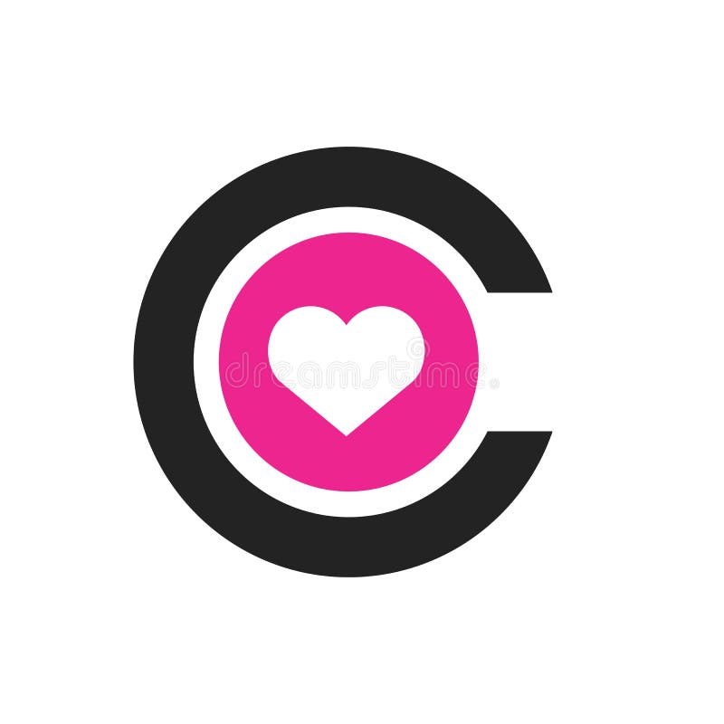 Letter C with Heart, Logo Template and Icon, Simple Vector Illustration ...