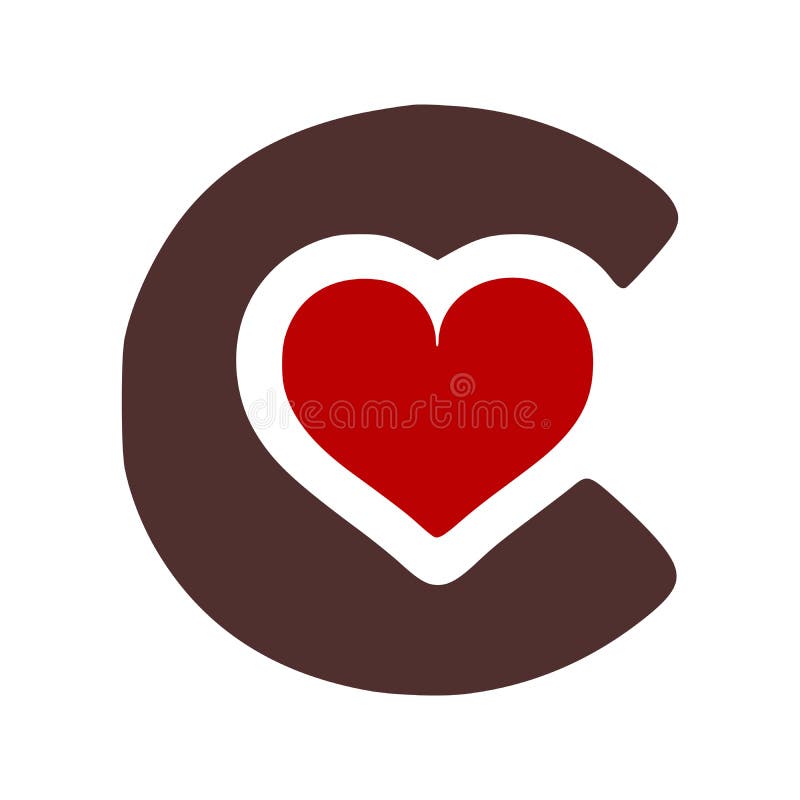 Letter c with heart symbol stock vector. Illustration of passion ...