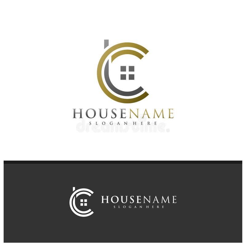 Letter C with House Logo Design Vector, Creative House Logo Concepts ...