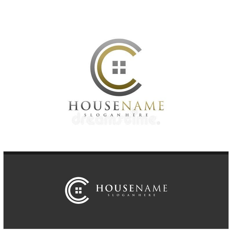Letter C with House Logo Design Vector, Creative House Logo Concepts ...