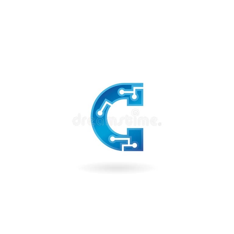 Letter C Icon. Technology Smart Logo, Computer and Data Related ...