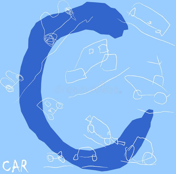 Letter C with Illustration of a Car Stock Illustration - Illustration ...