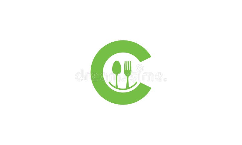 Letter C or Initial C with Spoon Fork Restaurant Menu Kitchen Logo ...