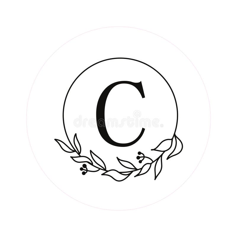 Letter "C" Initials with Round Floral Frames, Vector Monogram Logo ...
