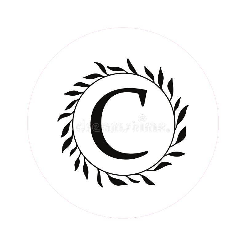 Letter "C" Initials with Round Floral Frames, Vector Monogram Logo ...