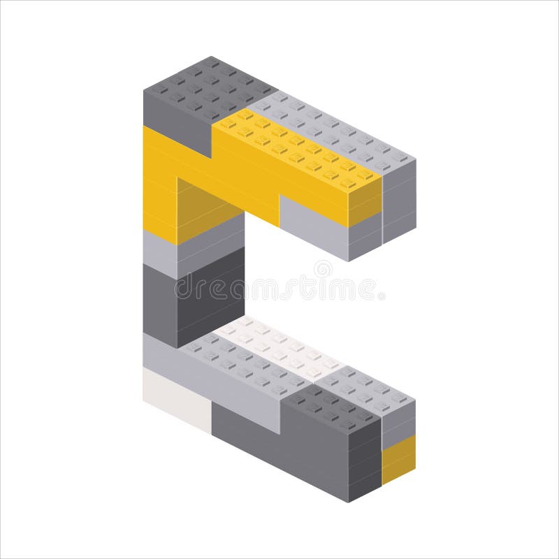 Letter C in Isometric View Assembled from Plastic Blocks. Vector Stock ...