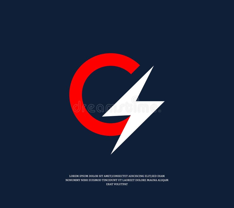 Letter C Lightning Electric Logo Design Template Stock Vector ...