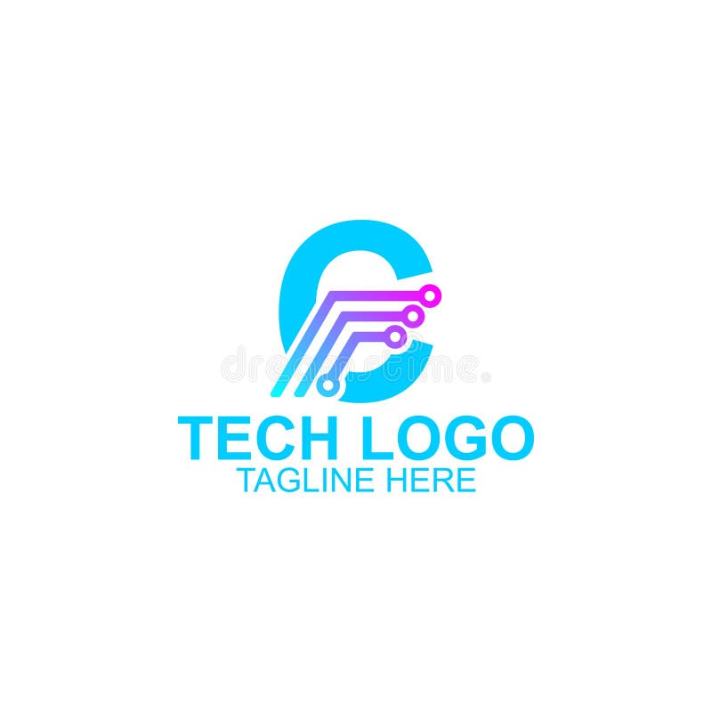 Letter C Logo Design for Technology with Creative Illustration Stock ...
