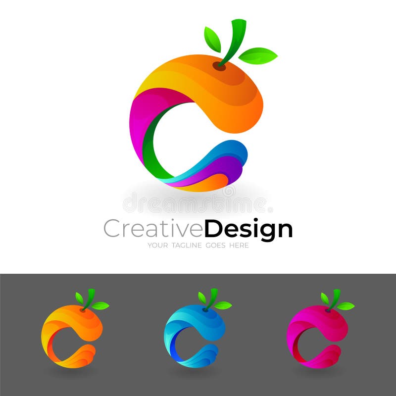 Letter C Logo with Fruit Design Illustration, Stock Vector ...