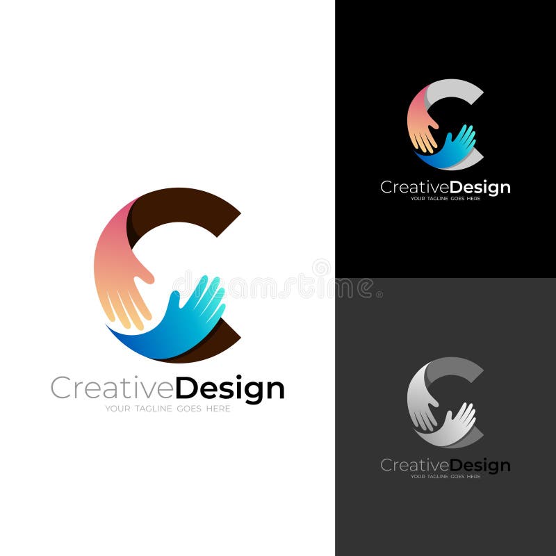 Letter C Logo and Hand Care Design Combination Stock Vector ...