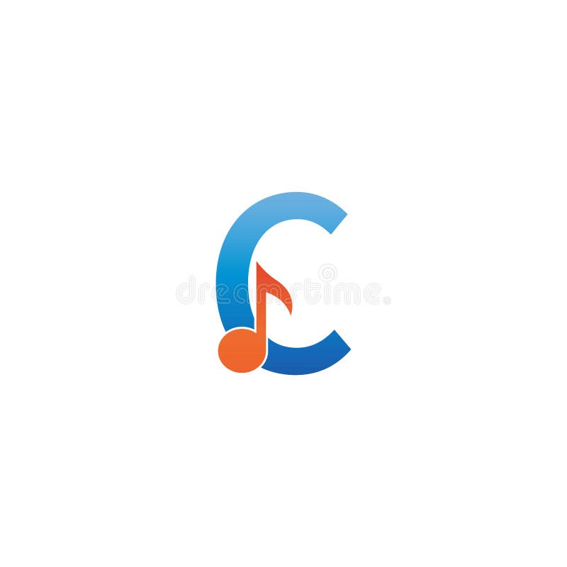 Letter C Logo Icon Combined with Note Musical Design Stock Vector ...