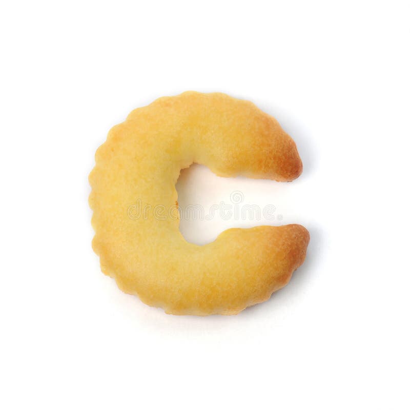 Letter C Made of Cracker Cookie Isolated on White Background Stock ...
