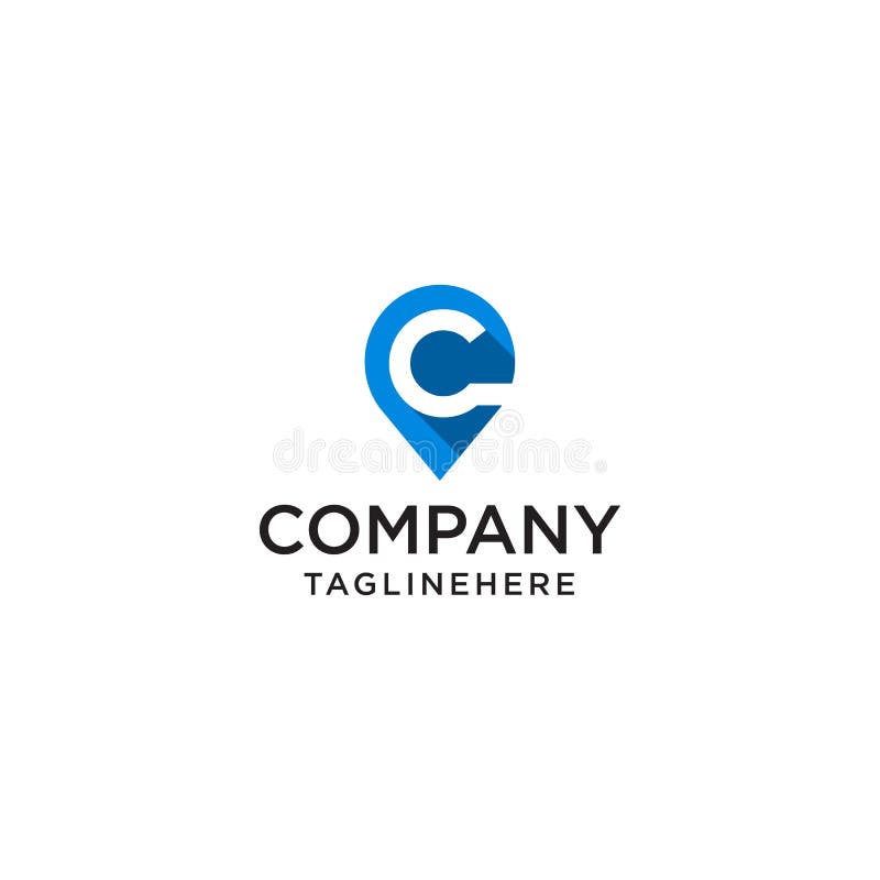 Letter C with Map Pointer Logo Design Concept Template Stock Vector ...
