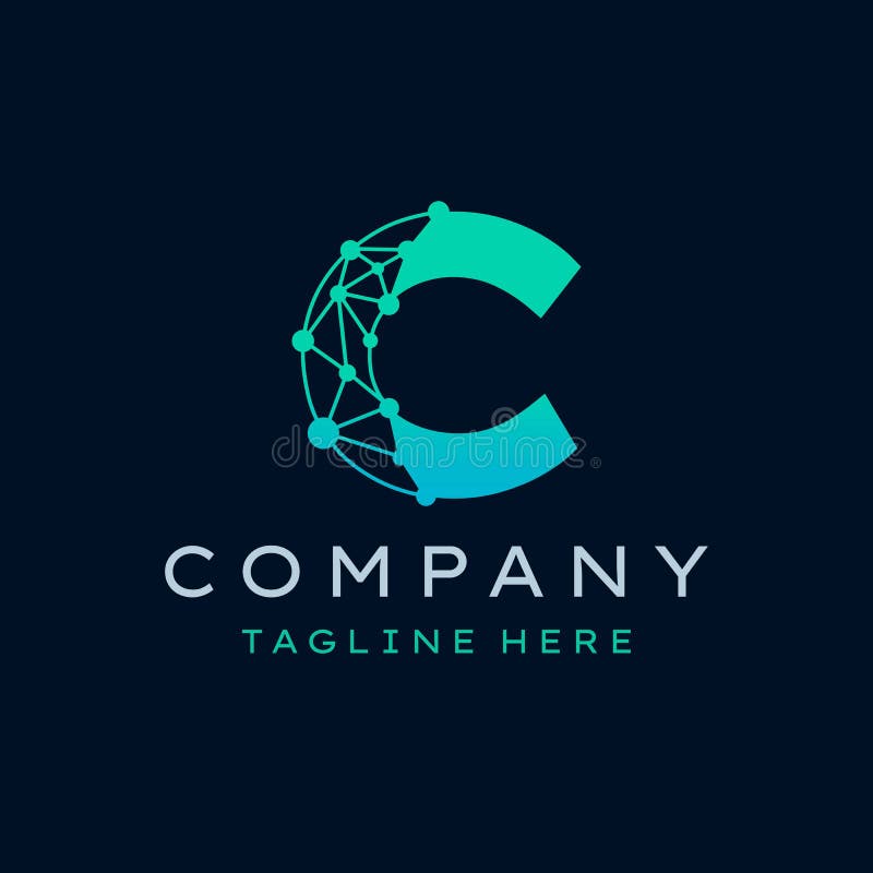 Letter C Molecule Logo, Bio Tech Connect Dots Science Technology Logo ...