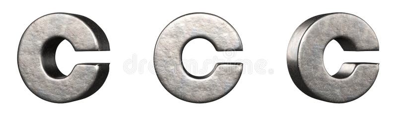 Letter C from a Scratched Iron Letters Collection. Isolated Stock ...