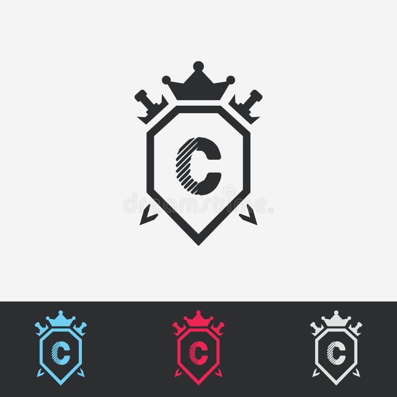 Letter C Shield, Sword, Crown -Abstract Logo - Vector Design Stock ...