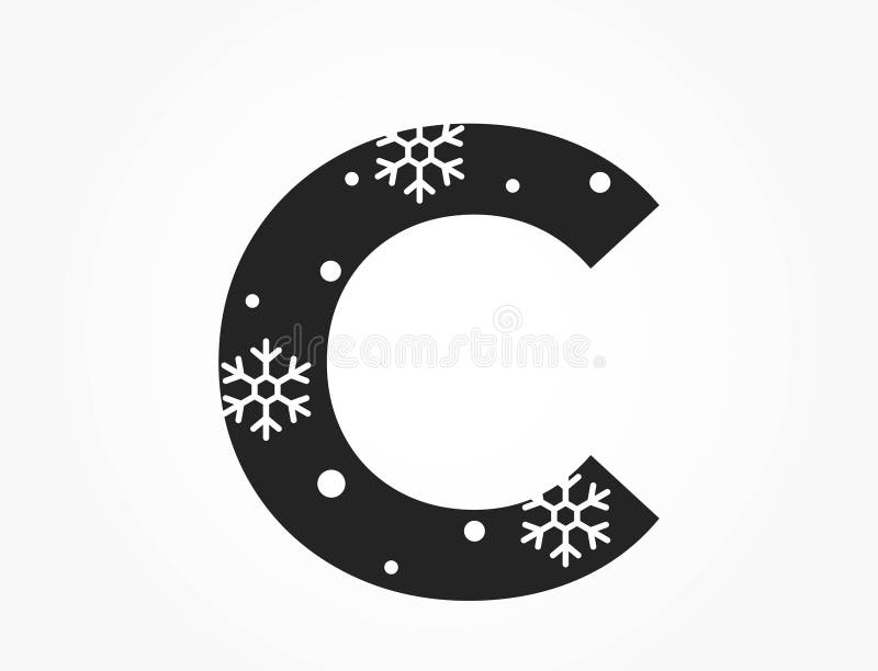 Letter C with Snowflake and Snow. Creative Initial Letter for Christmas ...