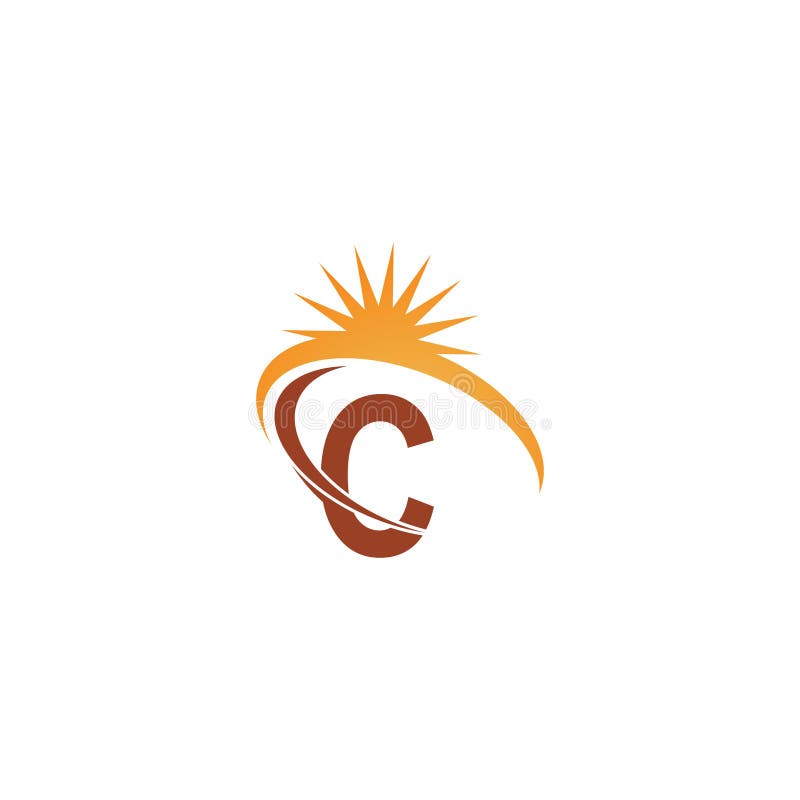 Letter C with Sun Ray Icon Logo Design Template Illustration Stock ...