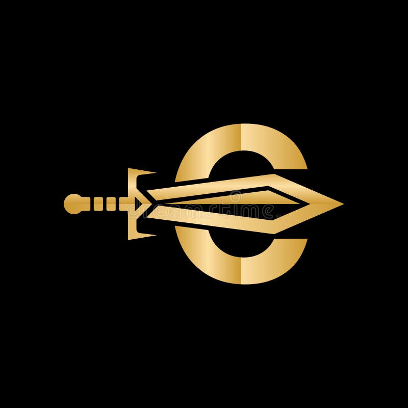 Letter C Sword Weapon Logo Vector Illustration, Abstract Vector ...