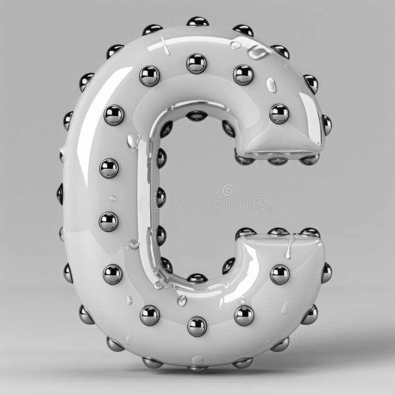 Letter C Taking Shape from Intricate Design of Metal Balls on a Gray ...