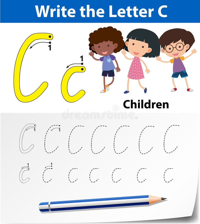 Letter C Tracing Alphabet Worksheets Stock Vector - Illustration of ...