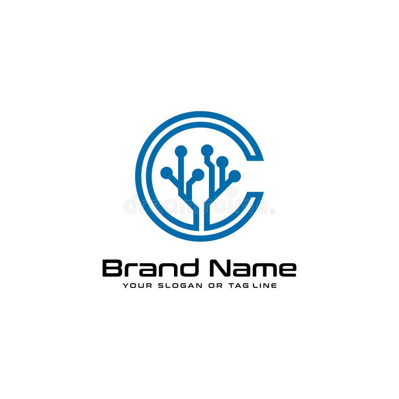Letter C and Tree Tech Logo Design Vector Stock Vector - Illustration ...
