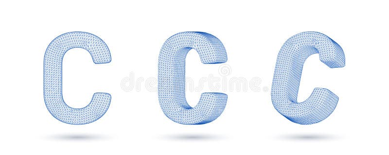 Letter C Wireframe High Polygonal Outline Low Poly Style Vector Design ...