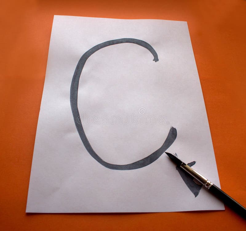 Letter C Written by a Brush Stock Photo - Image of abstract, object ...