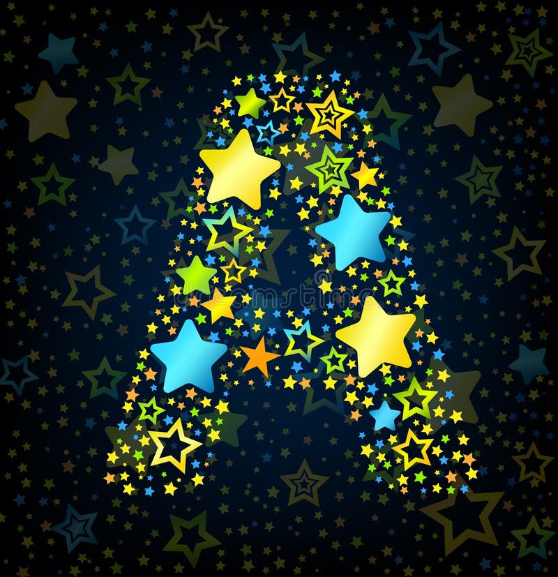 Letter a Cartoon Star Colored Stock Vector - Illustration of color ...