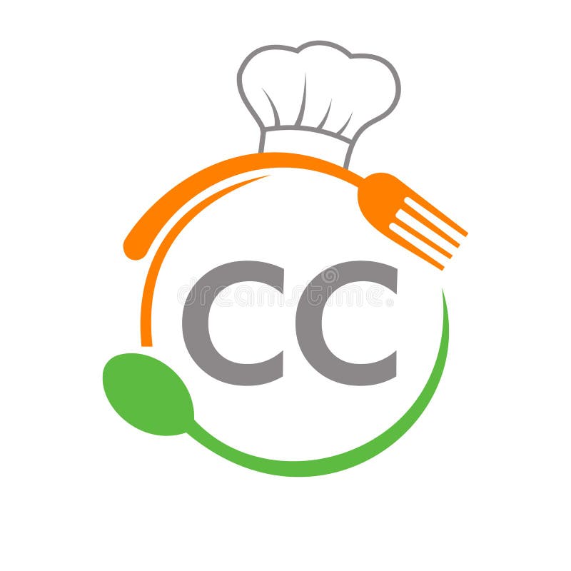 Letter CC Restaurant Logo with Chef Hat Spoon and Fork Template ...