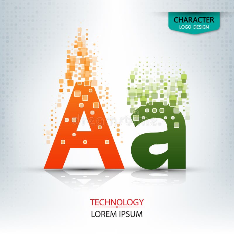 The Letter a, Character Digital Technology Logo Design Vector Stock ...