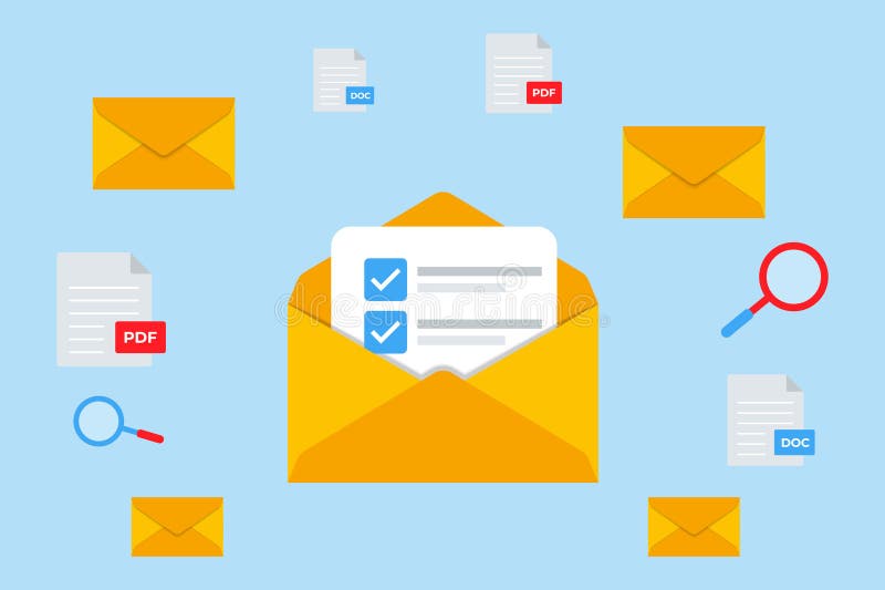 Letter with Checklist in Open Envelope in a Flat Design Stock Vector ...