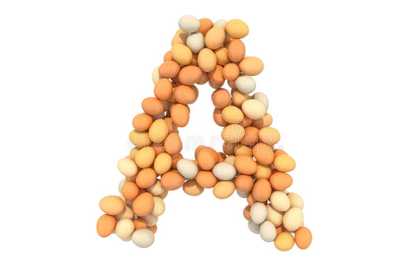 Letter a from Chicken Eggs, 3D Rendering Stock Illustration ...