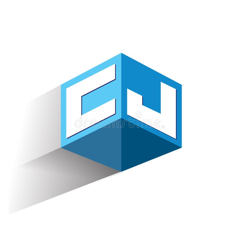 Letter CJ Logo in Hexagon Shape and Blue Background, Cube Logo with ...