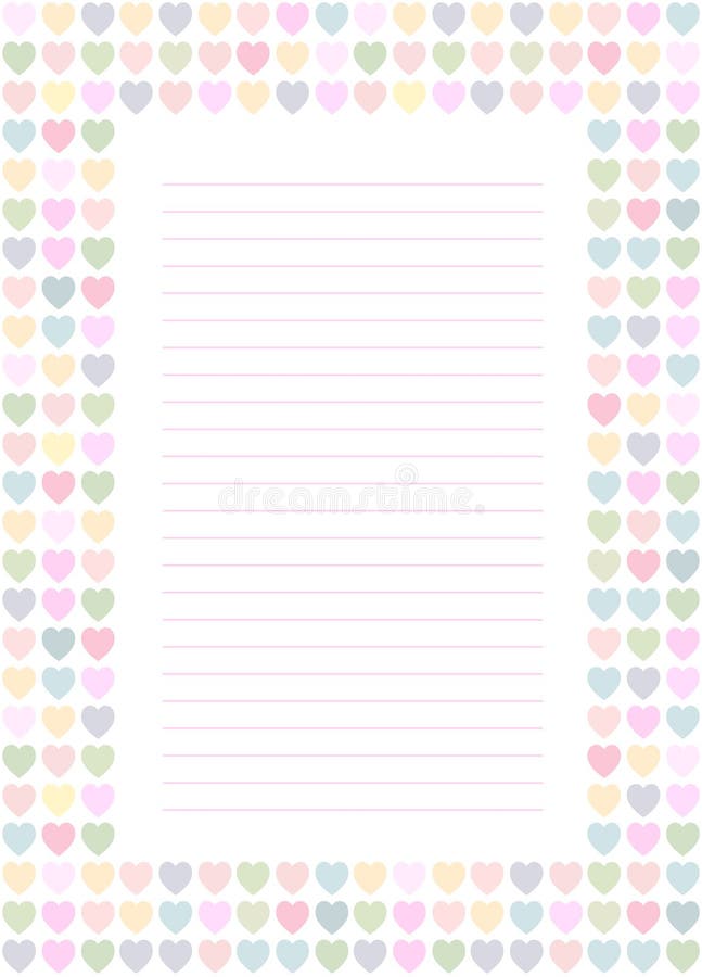 Letter Classic Writing Line Paper Design with Hearts Stock Vector ...
