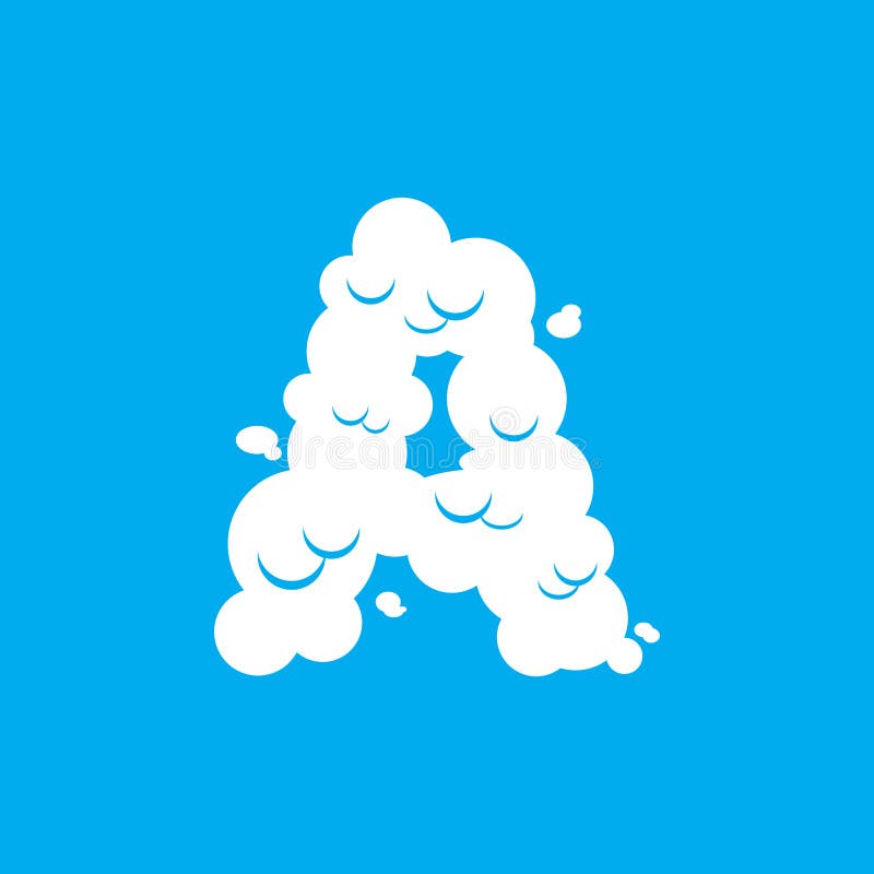 Letter a Cloud Font Symbol. White Alphabet Sign on Blue Sky Stock ...