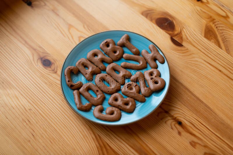 Letter Cookies, Alphabet Cookies with Cocoa Stock Image - Image of ...