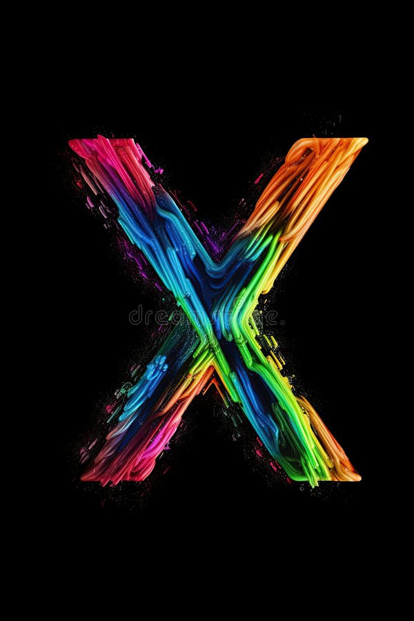 Letter X Covered in Vibrant Paint. Generative Ai Illustration Stock ...