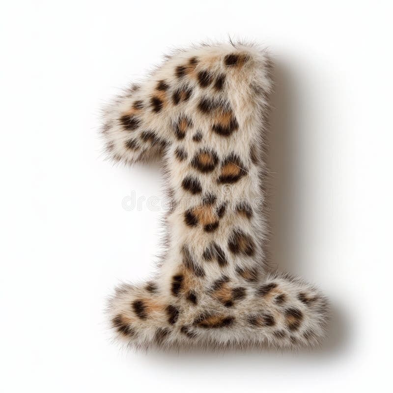 Leopard Fur Letter 1 Displayed on a Clean White Background for ...