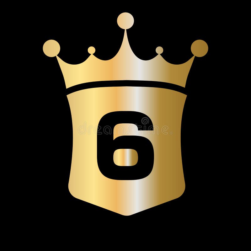 Letter 6 Crown and Shield Logo Vector Template with Luxury Concept ...