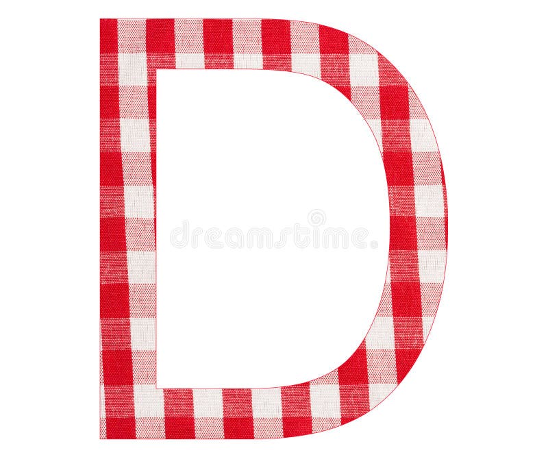 Letter D of the Alphabet - Red Checkered Fabric Tablecloth - White ...