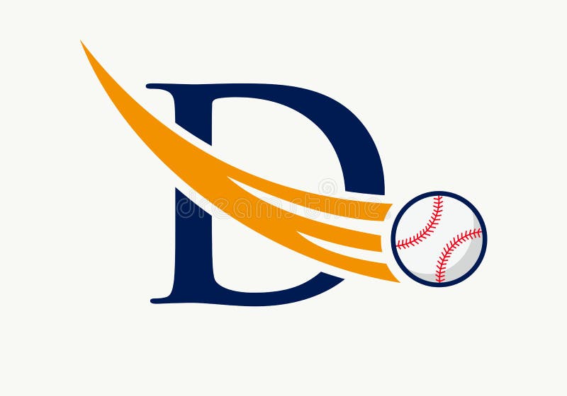 Letter D Baseball Logo Concept with Moving Baseball Icon Vector ...