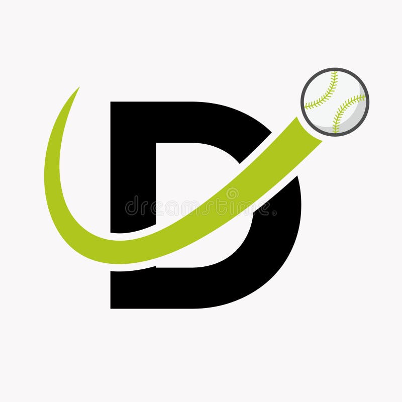 Letter D Baseball Logo Concept with Moving Baseball Icon Vector ...