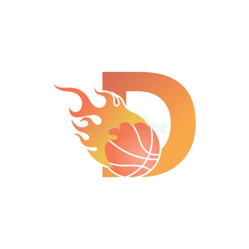 Letter D with Basketball Ball on Fire Illustration Stock Vector ...